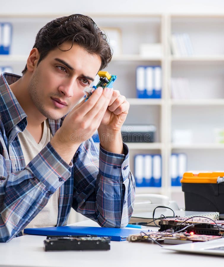 Computer Hardware Repair and Fixing Concept by Experienced Techn Stock ...