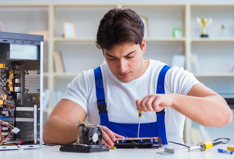 Computer Hardware Repair and Fixing Concept by Experienced Techn Stock ...