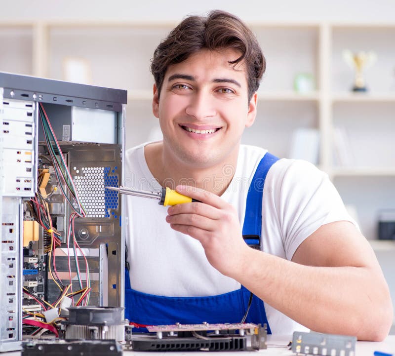 Computer Hardware Repair and Fixing Concept by Experienced Techn Stock ...