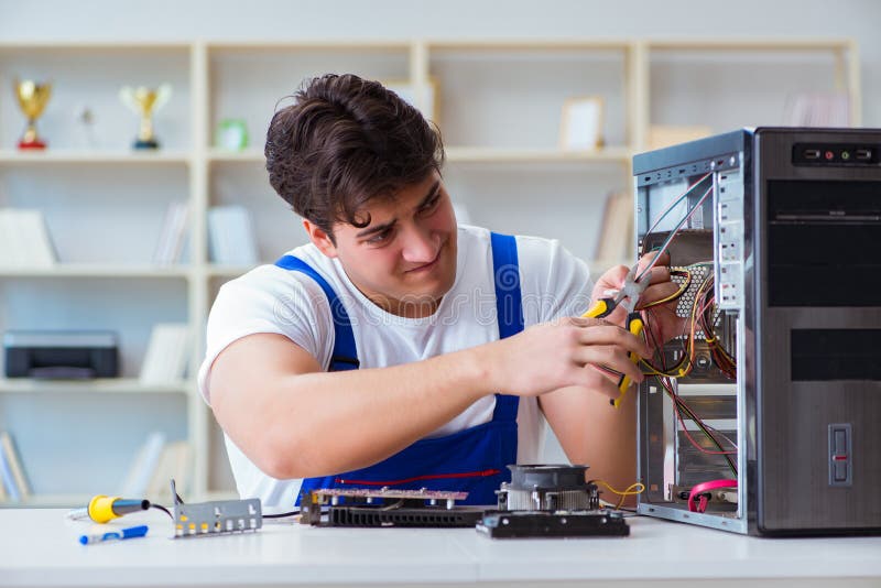 Computer Hardware Repair and Fixing Concept by Experienced Techn Stock ...