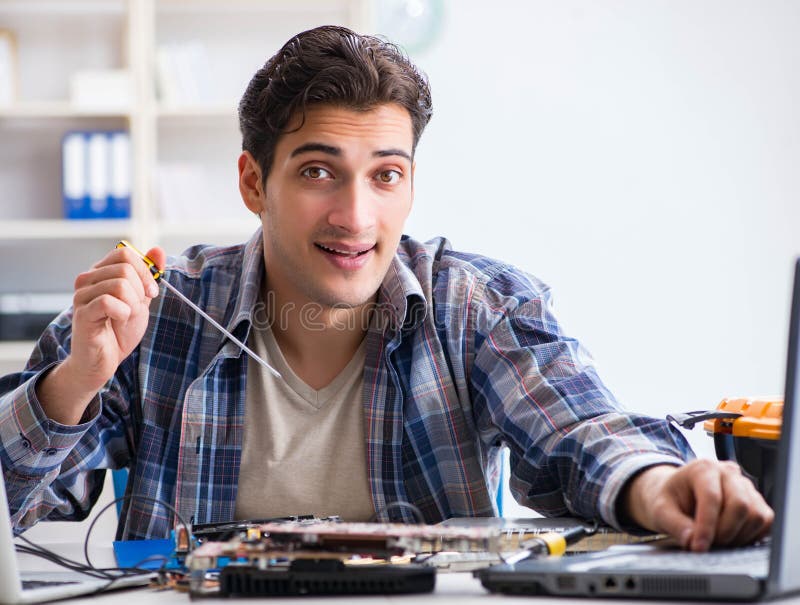 Computer Hardware Repair and Fixing Concept by Experienced Techn Stock ...
