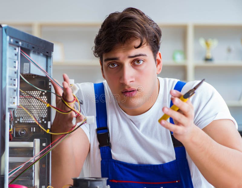 Computer Hardware Repair and Fixing Concept by Experienced Techn Stock ...