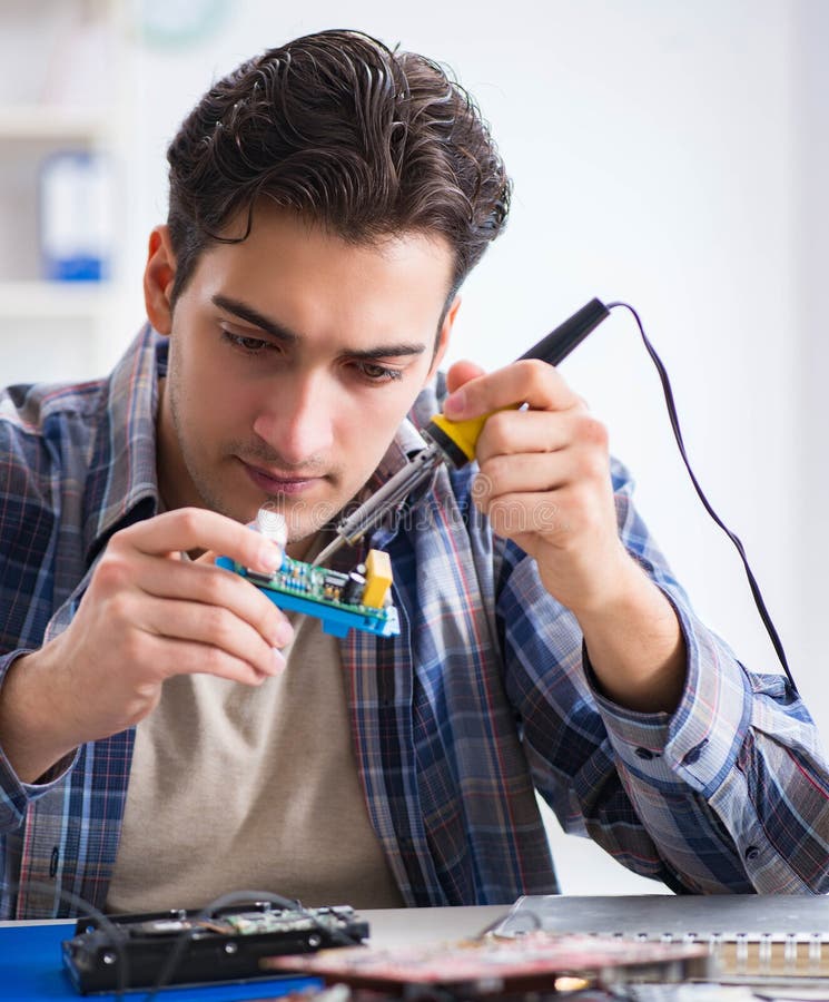 Computer Hardware Repair and Fixing Concept by Experienced Techn Stock ...