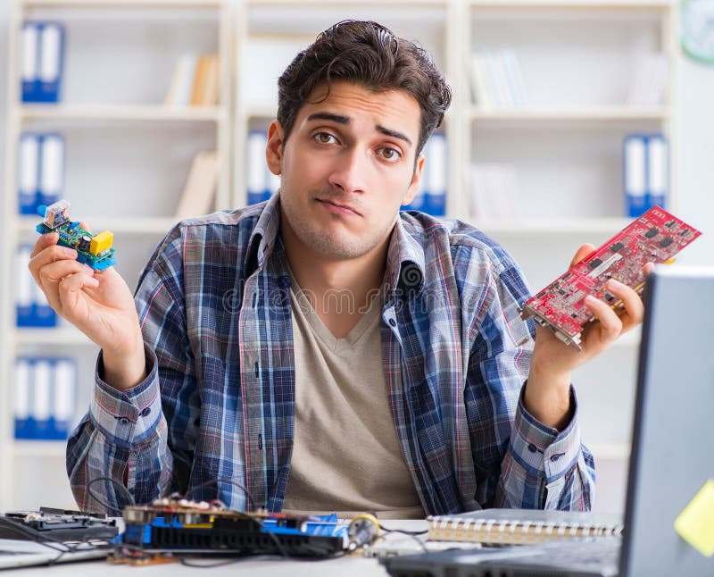 Computer Hardware Repair and Fixing Concept by Experienced Techn Stock ...