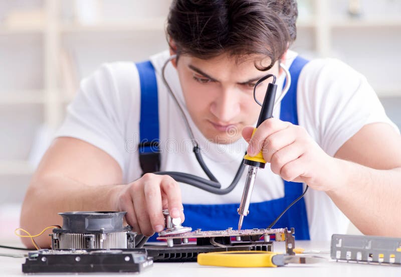 Computer Hardware Repair and Fixing Concept by Experienced Techn Stock ...