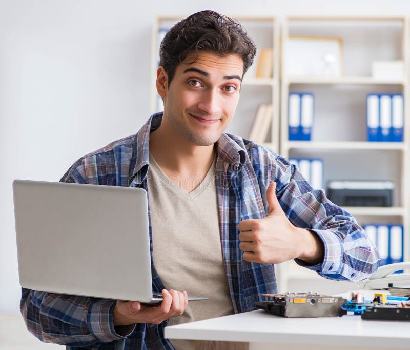 Computer Hardware Repair and Fixing Concept by Experienced Techn Stock ...