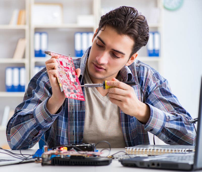 Computer Hardware Repair and Fixing Concept by Experienced Techn Stock ...