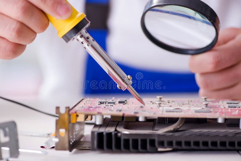 Computer Hardware Repair and Fixing Concept by Experienced Techn Stock ...