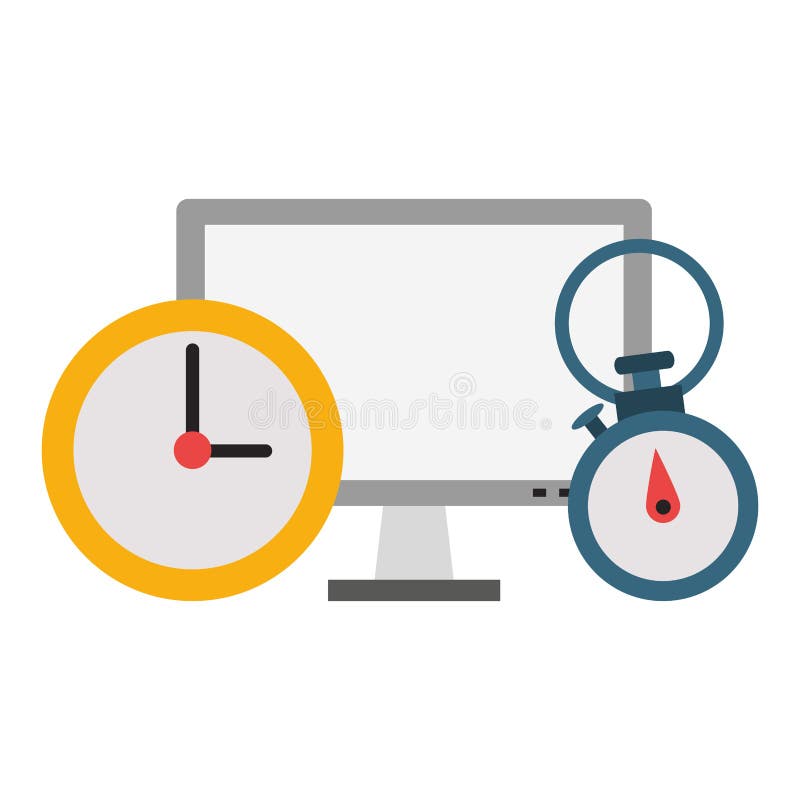 Computer Hardware Screen with Timer and Clock Stock Vector ...
