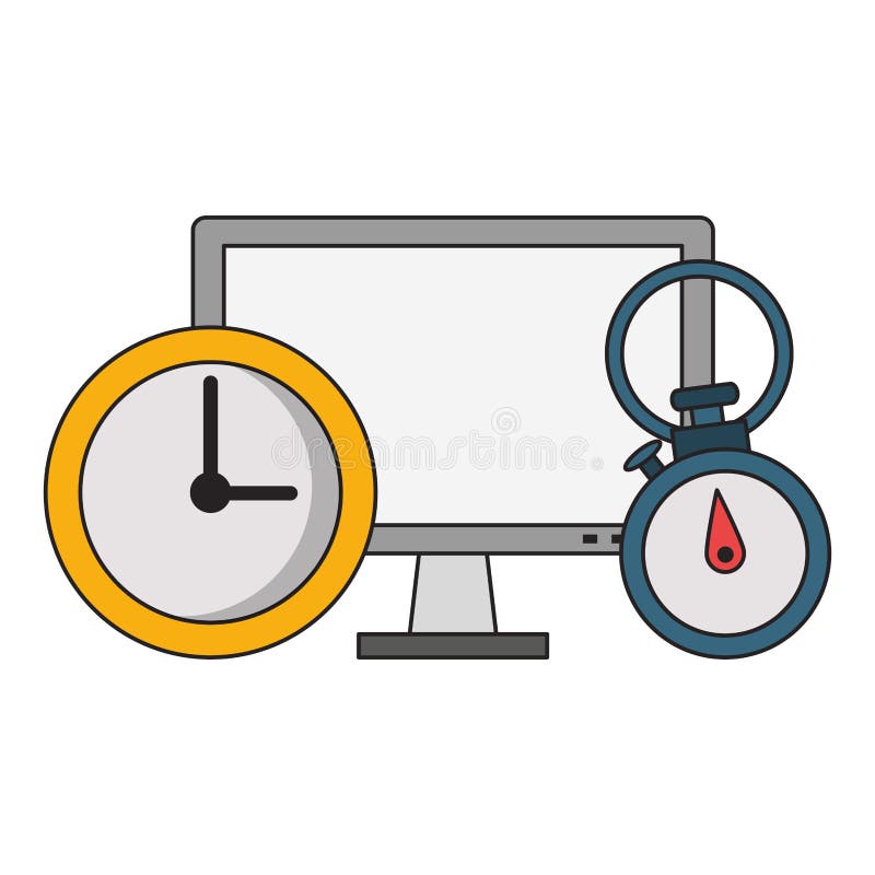 Computer Hardware Screen with Timer and Clock Stock Vector ...