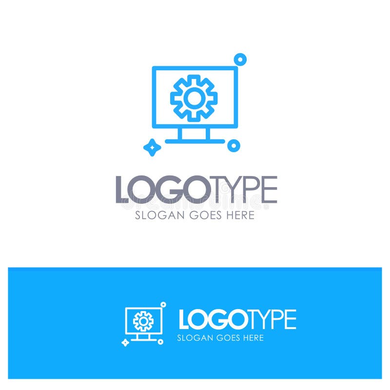 Computer, Hardware, Setting, Gear Blue Outline Logo Place for Tagline ...