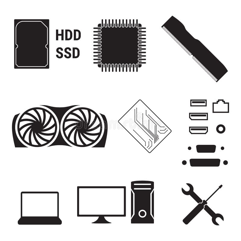Computer Hardware Silhouette Stock Illustration - Illustration of ...