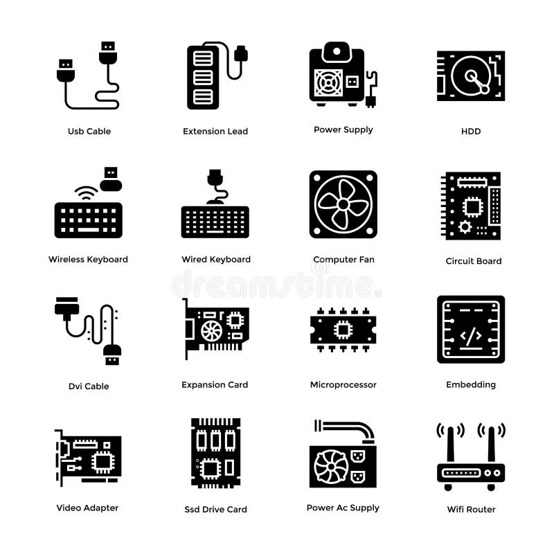 Computer Hardware Vector Icons Pack Stock Illustration - Illustration ...