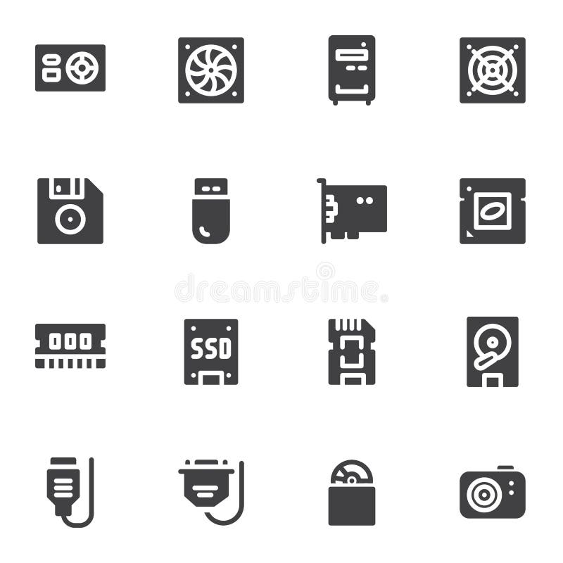 Computer Hardware Vector Icons Set Stock Vector - Illustration of ...