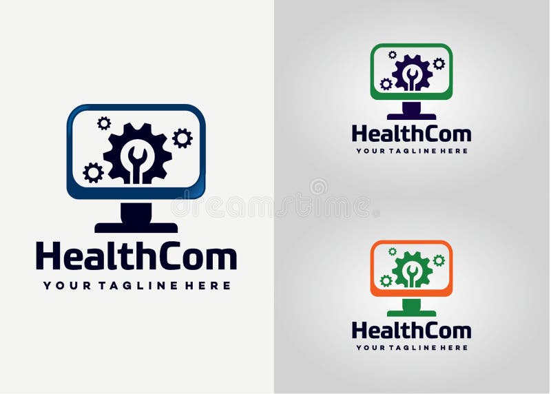 Computer Health Logo Design Template Stock Vector - Illustration of ...