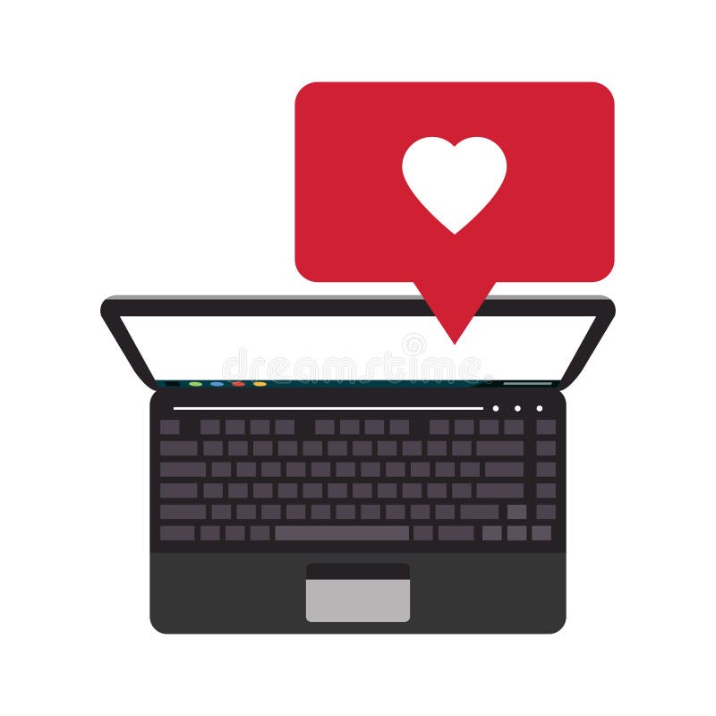 Computer and Heart Notification Icon Stock Vector - Illustration of ...