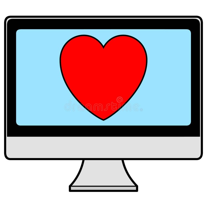 Cartoon Computer With Heart Stock Vector - Illustration of data, color ...