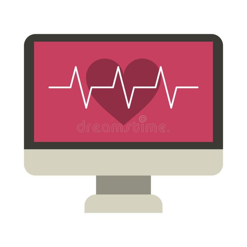 Computer with Heartbeat Symbol Stock Vector - Illustration of emergency ...