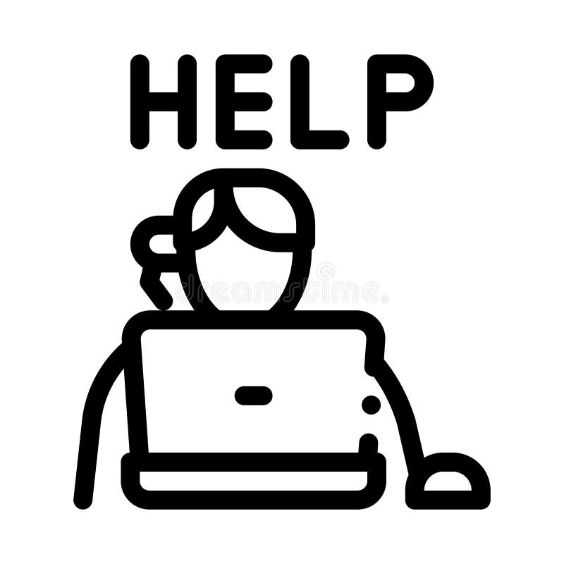 Computer Help Service Icon Vector Outline Illustration Stock Vector ...