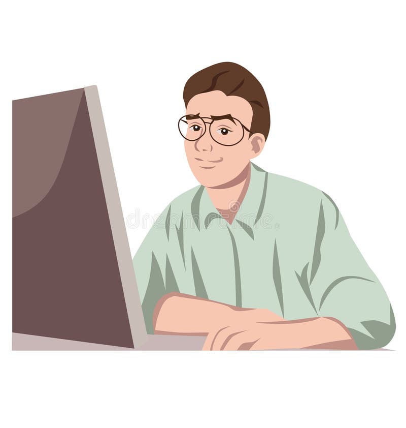 Computer hero stock vector. Illustration of office, male - 67720505