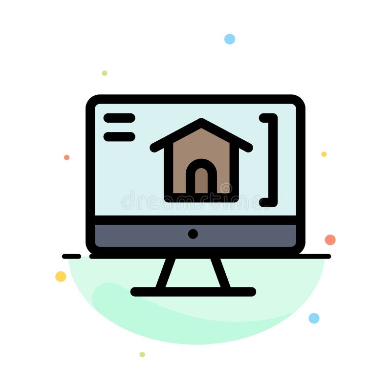 Computer, Home, House Abstract Flat Color Icon Template Stock Vector ...
