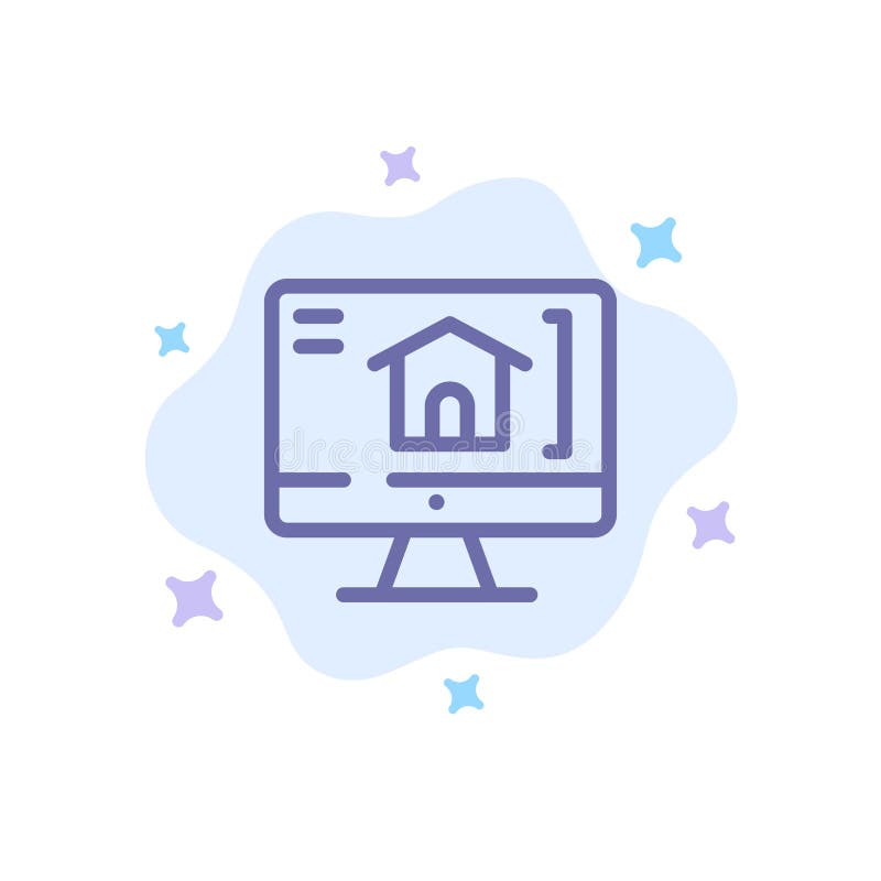 Computer, Home, House Blue Icon on Abstract Cloud Background Stock ...