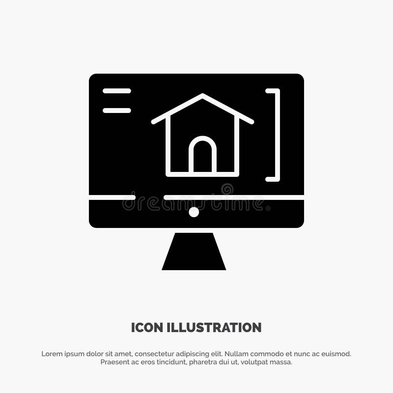 Computer, Home, House Business Flat Line Filled Icon Vector Banner ...