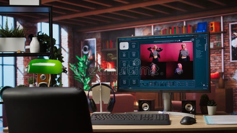 Computer in Home Office Uses Artificial Intelligence Generating Images ... Computer in Home Office Uses Artificial Intelligence Generating Images ...