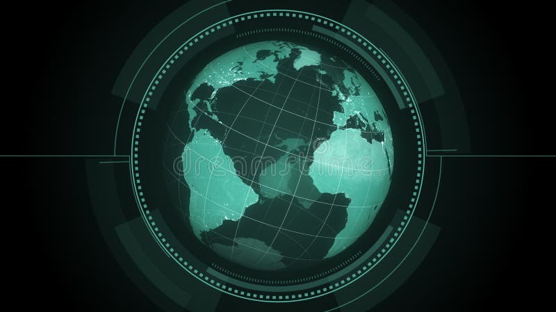 Computer Hud Earth Globe Orange Stock Footage - Video of broadcasting ...