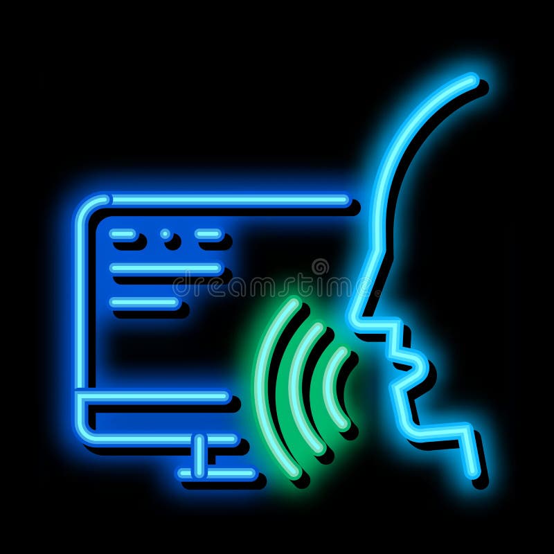 Computer Human Voice Control Neon Glow Icon Illustration Stock Vector ...