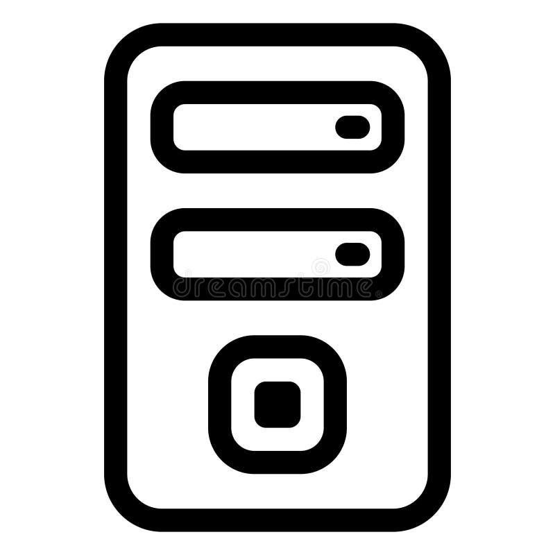 Computer Icon Black and White Line Stock Vector - Illustration of ...