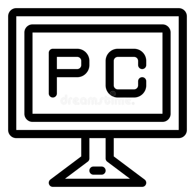 Computer Icon Black and White Line Stock Vector - Illustration of ...