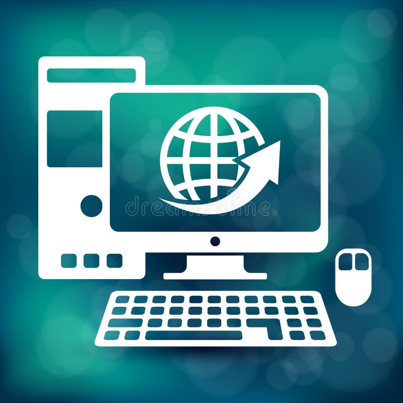 Computer icon on blue stock vector. Illustration of monitor - 66729458