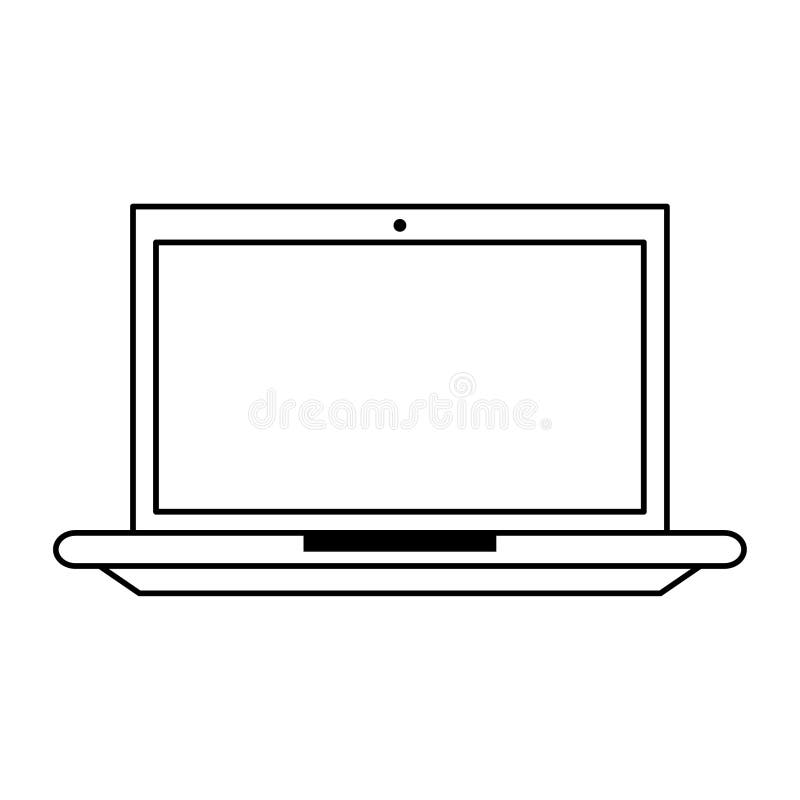 Computer Icon Cartoon in Black and White Stock Vector - Illustration of ...