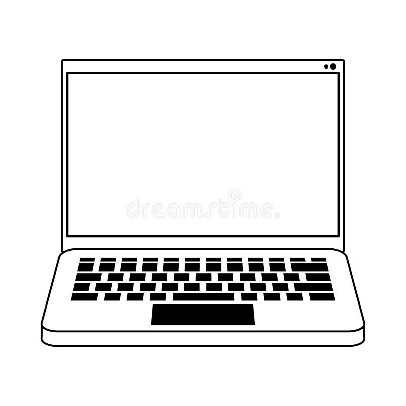Computer Icon Cartoon in Black and White Stock Vector - Illustration of ...