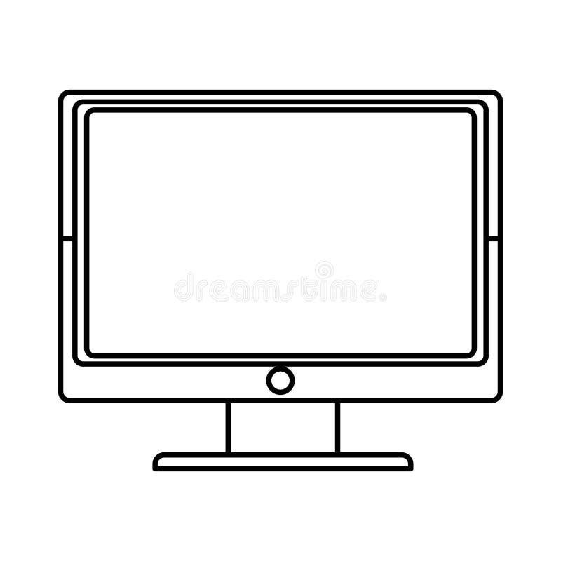 Computer Icon Cartoon Black and White Stock Vector - Illustration of ...