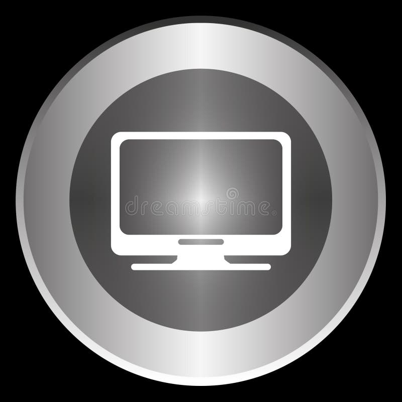 Computer Icon on a Circle Isolated on a Black Background Stock ...