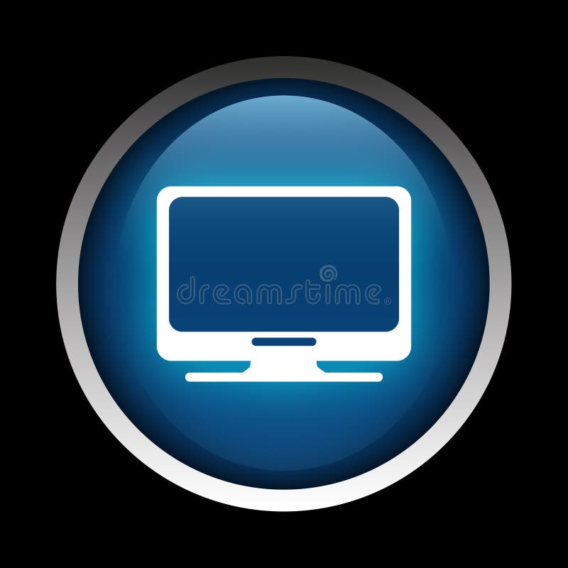 Computer Icon on a Circle Isolated on a Black Background Stock ...