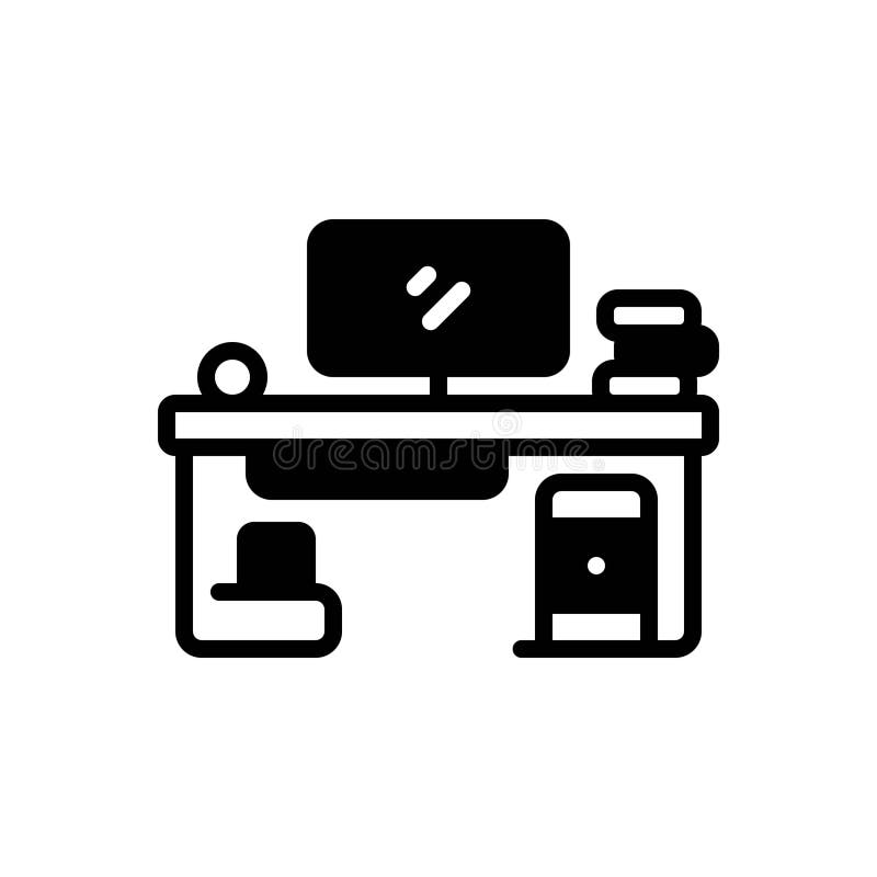 Black Solid Icon for Computer, Cpu and Workspace Stock Illustration ...