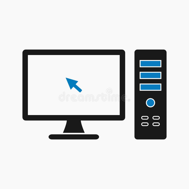 Computer Icon with CPU Symbol. Stock Vector - Illustration of network ...