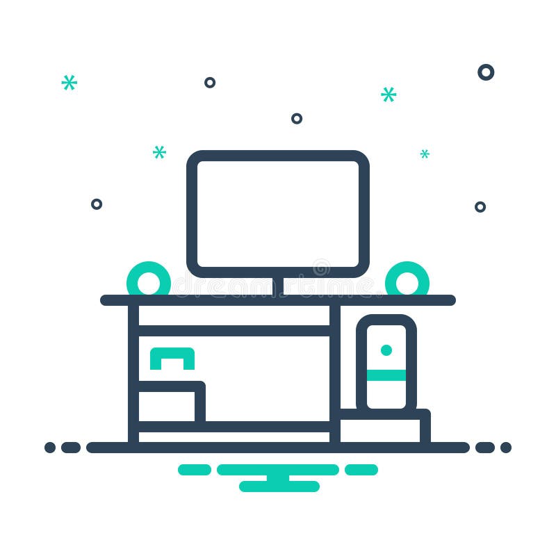 Mix Icon for Computer, Desk and Online Class Stock Vector ...