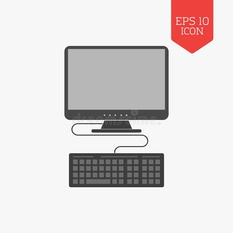 Computer Icon. Flat Design Gray Color Symbol. Modern UI Web Navigation ...