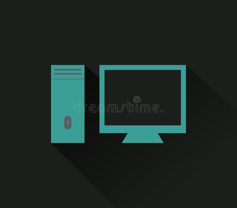 Computer Icon in Flat Design Stock Illustration - Illustration of ...