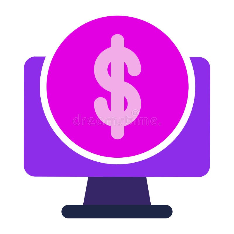 Computer Icon. Computer with Money Stock Vector - Illustration of ...