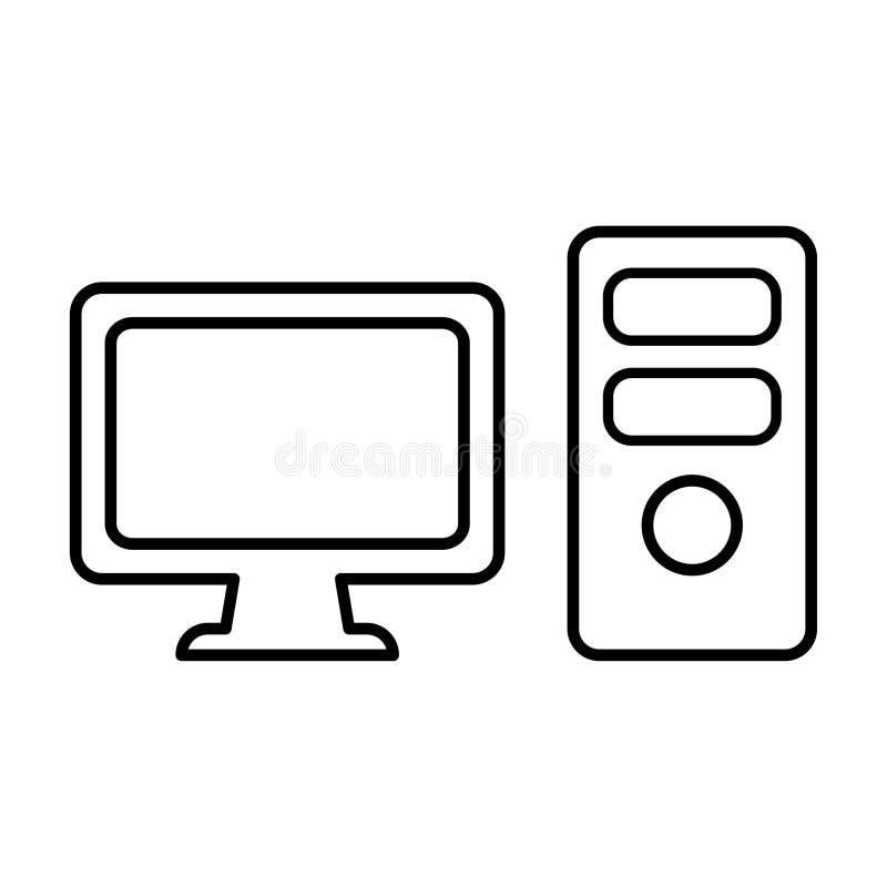 Computer Icon in Outline Style Stock Vector - Illustration of business ...