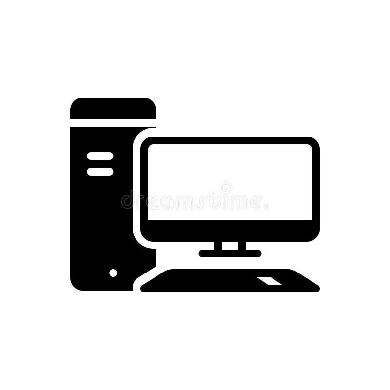 Black Solid Icon for Computer, Pc and Transfer Stock Vector ...