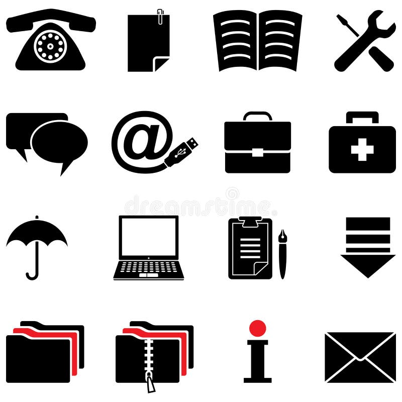 Computer Icon Set (black and White Colors) Stock Vector - Illustration ...