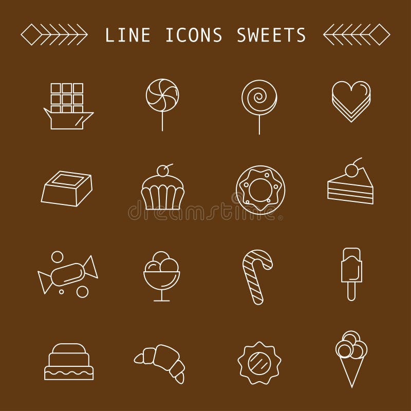 Computer Icon Set with Different Sweets Stock Vector - Illustration of ...