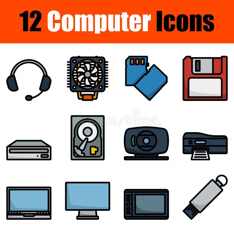 Computer Icon Set stock vector. Illustration of receiver - 216518332