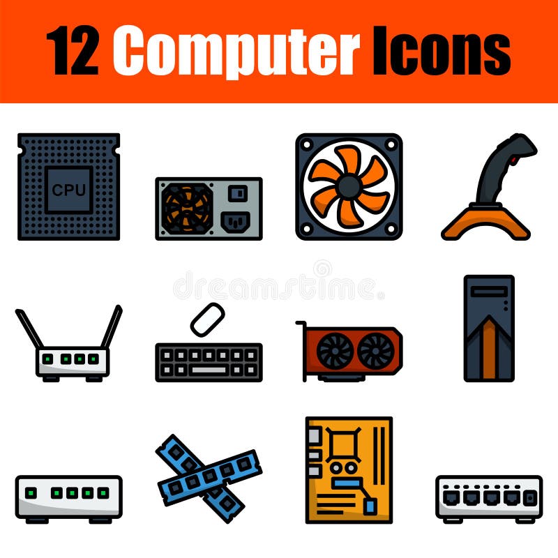 Computer Icon Set stock vector. Illustration of computer - 216518339